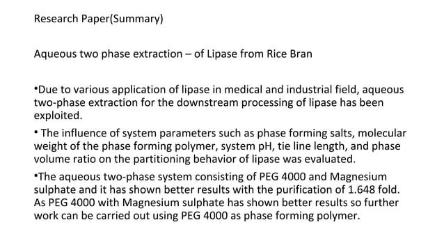 Aqueous two phase extraction | PPT | Chemistry | Science