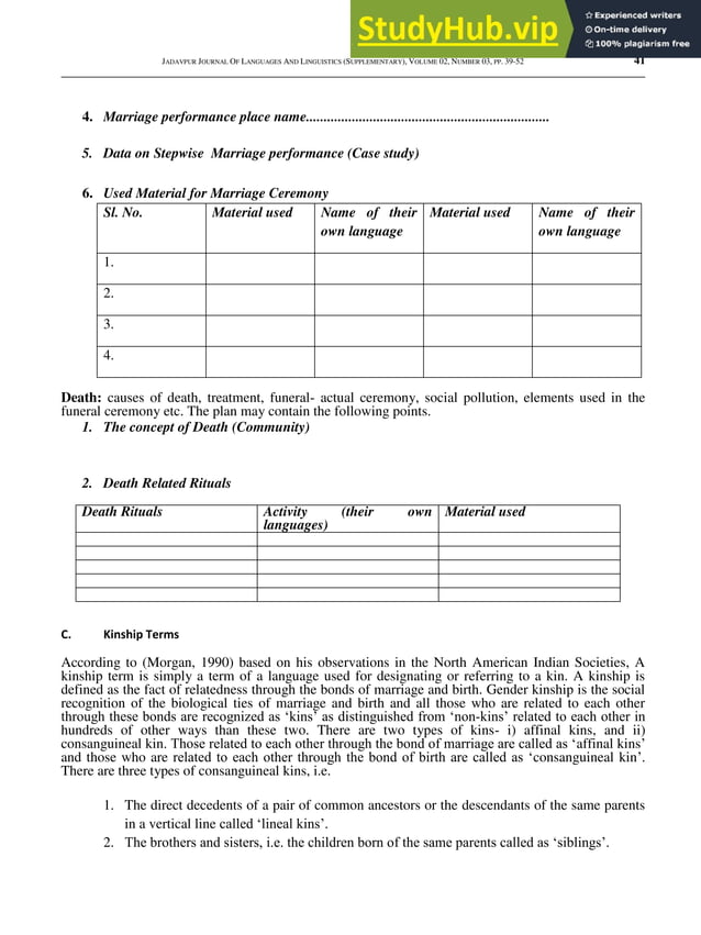 A Questionnaire Developed For Conducting Fieldwork On Endangered And ...