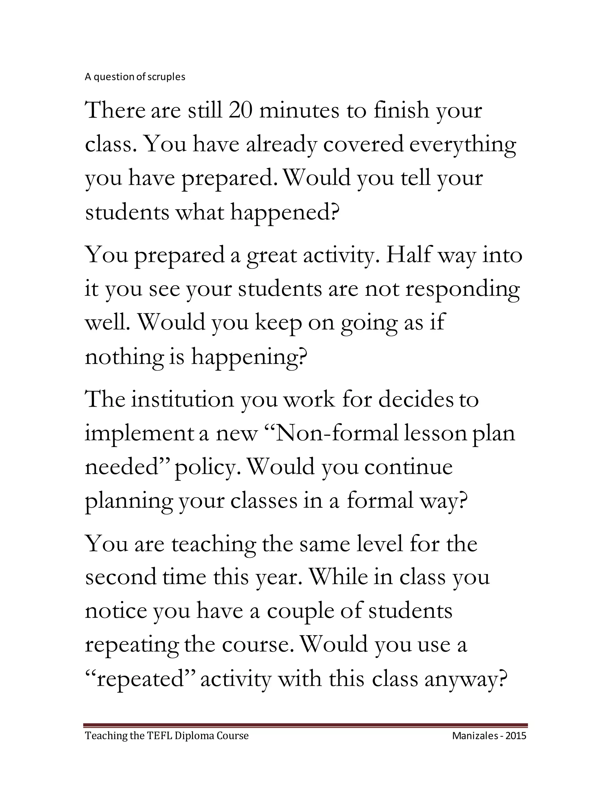 A question of scruples tefl | DOCX