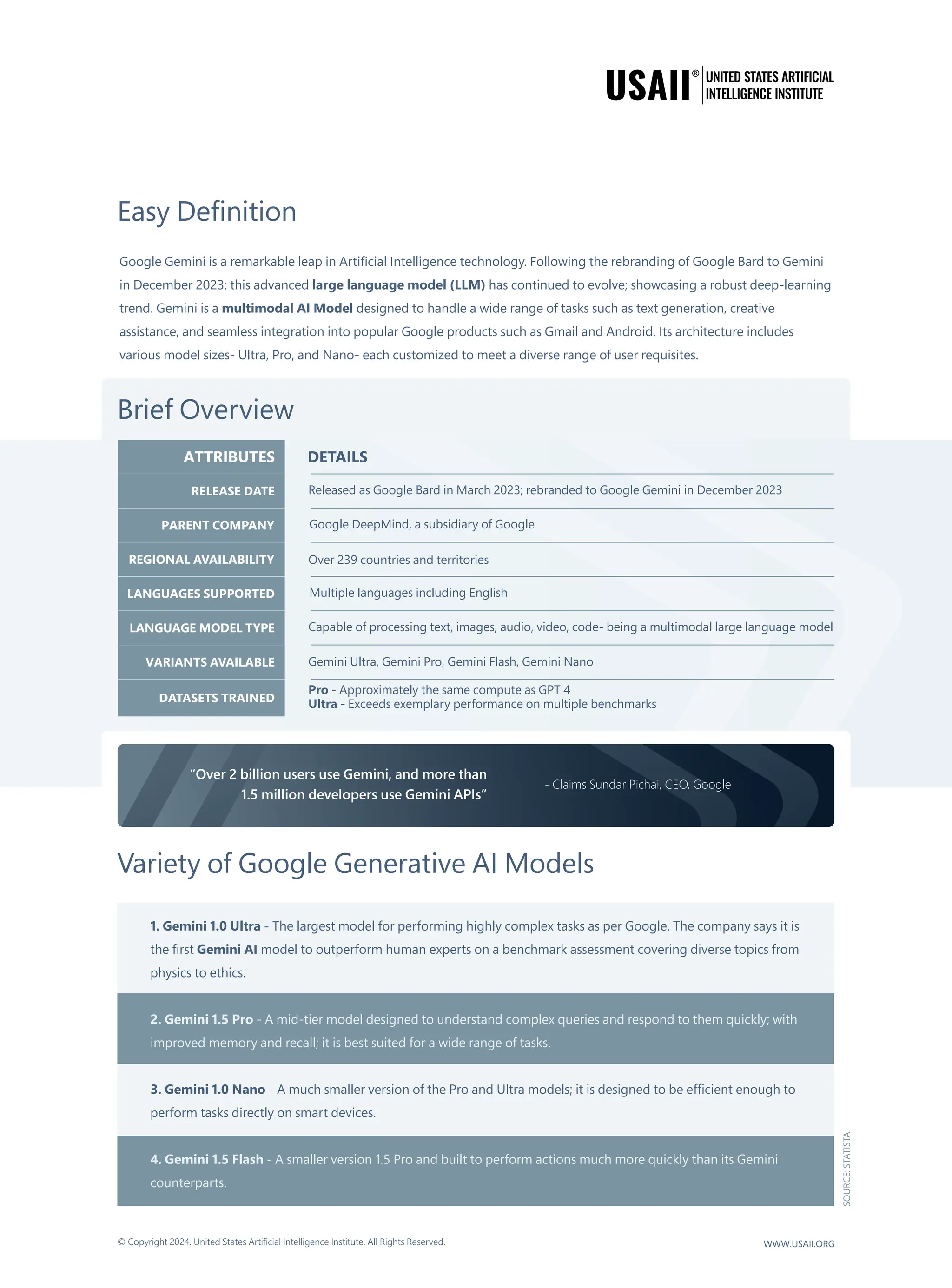 A Quick-Start Outline on Google Gemini | USAII® | PDF