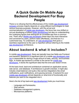 A Quick Guide On Mobile App Backend Development For Busy People.docx