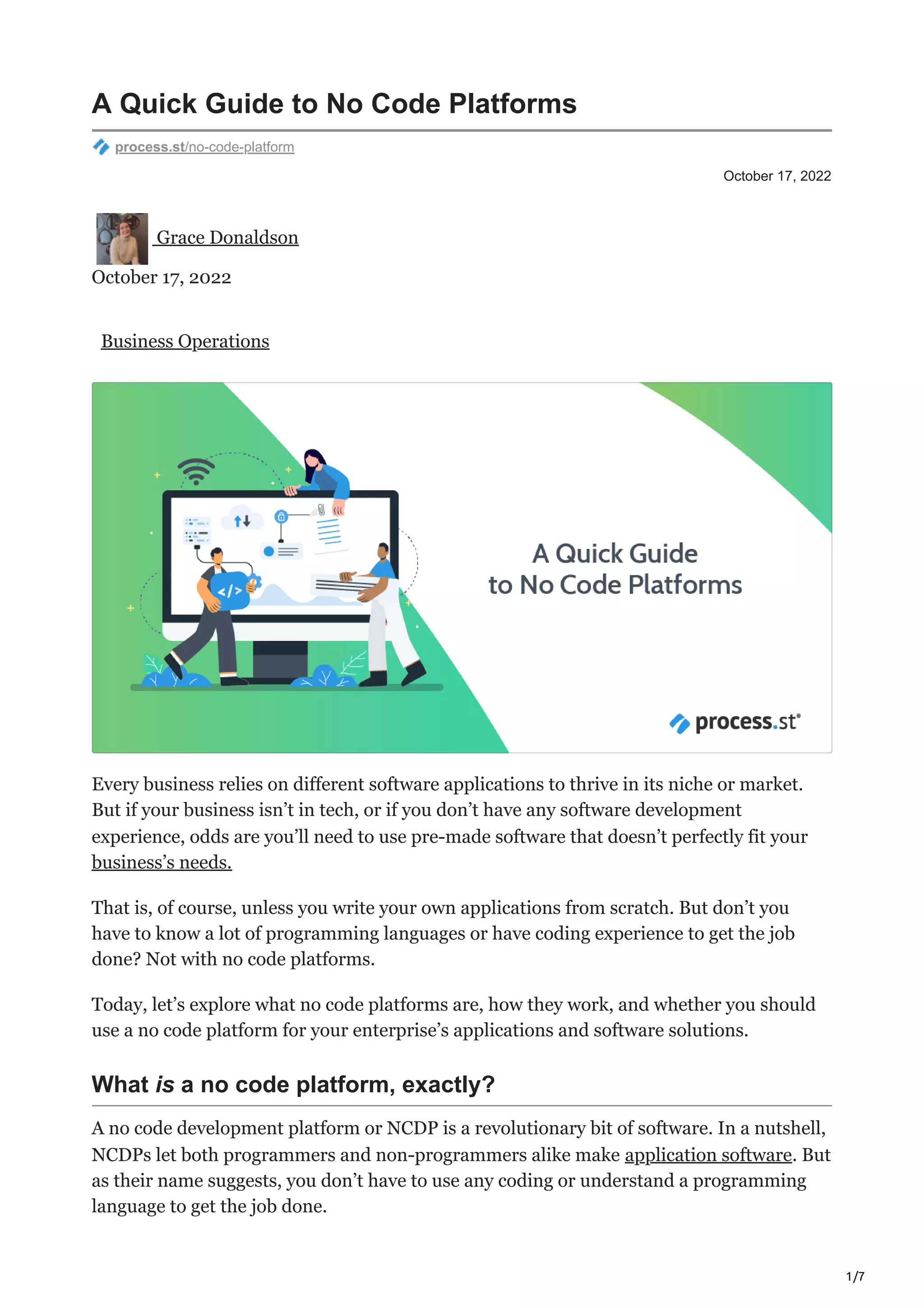 A Quick Guide to No Code Platforms | PDF