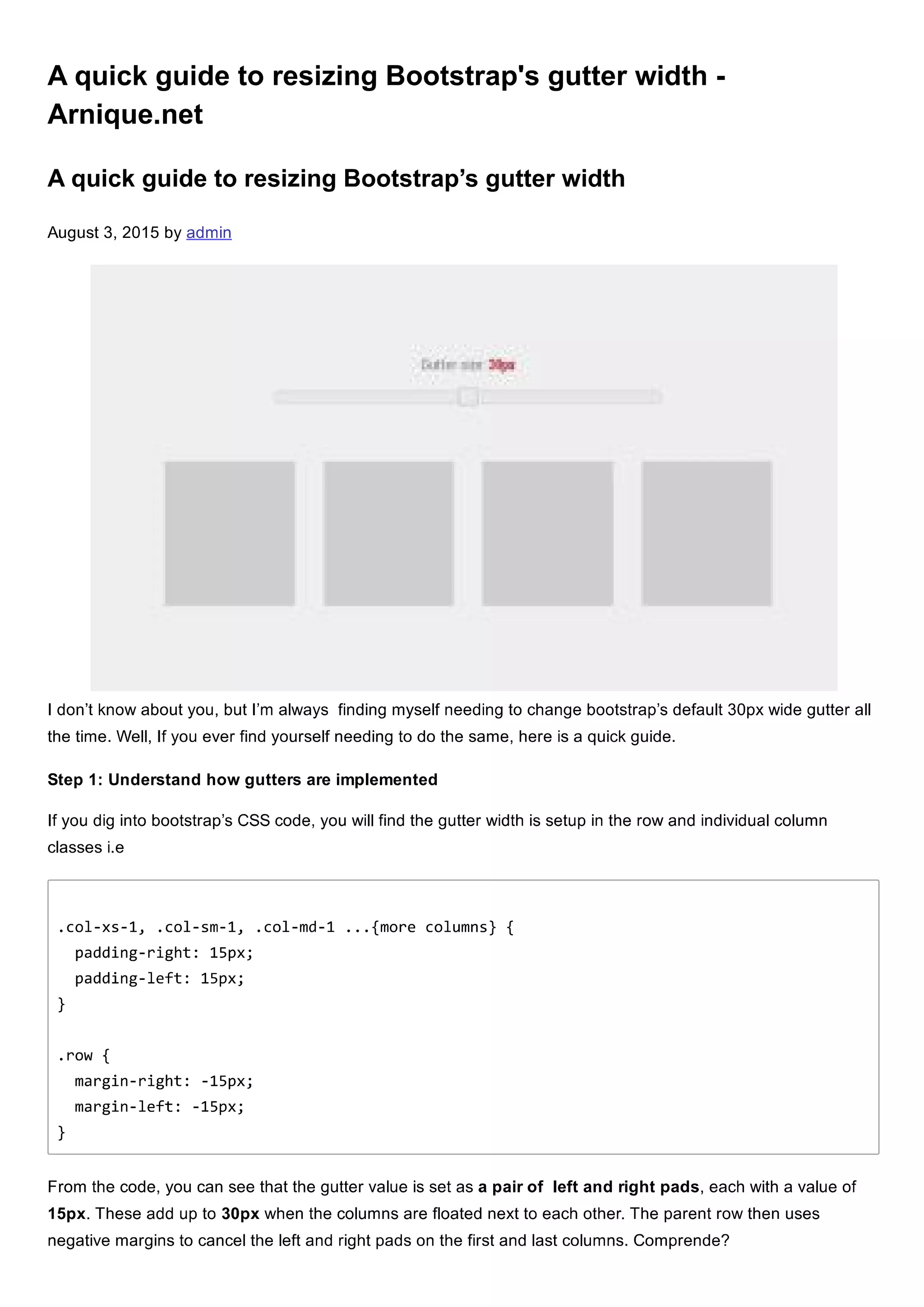 A quick guide to resizing bootstrap's gutter width | PDF | Web Design and HTML | Internet
