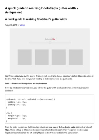 A quick guide to resizing bootstrap's gutter width | PDF | Web Design and HTML | Internet