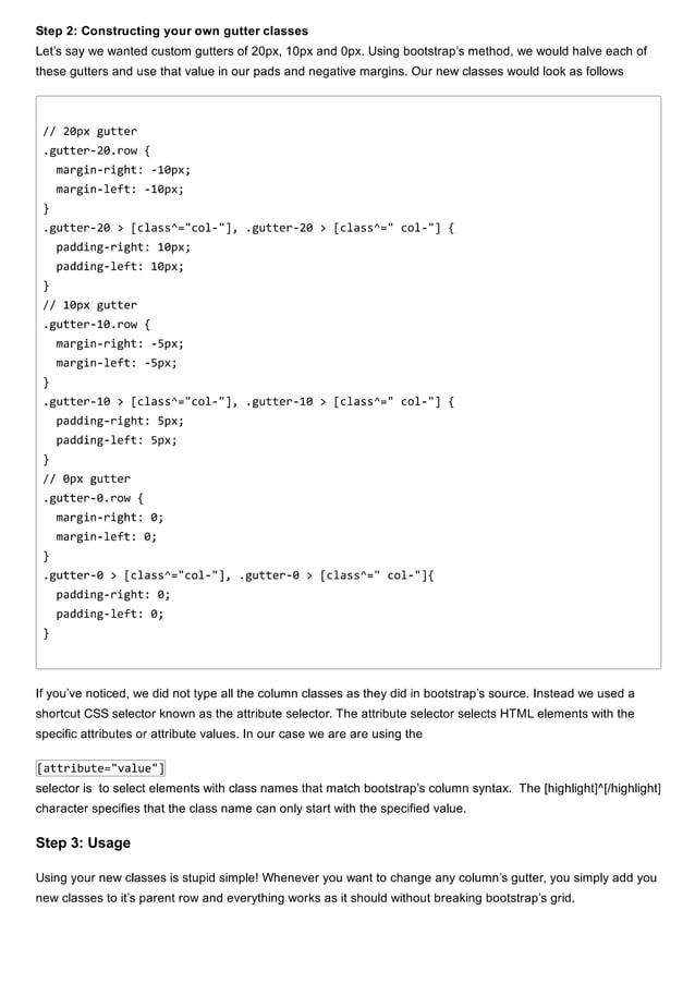 A quick guide to resizing bootstrap's gutter width | PDF | Web Design ...