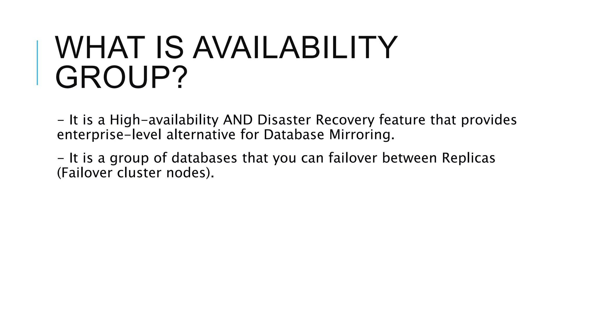 A Quick Guide to Sql Server Availability Groups | PPTX