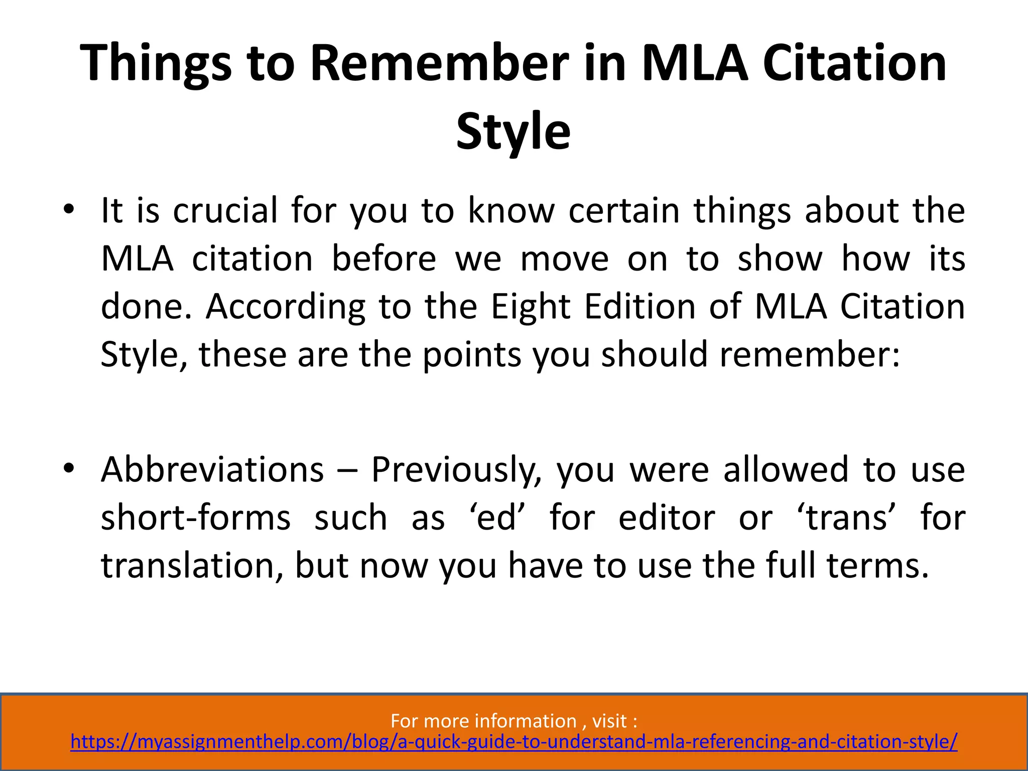 A Quick Guide to Understand MLA Referencing and Citation Style | PPT