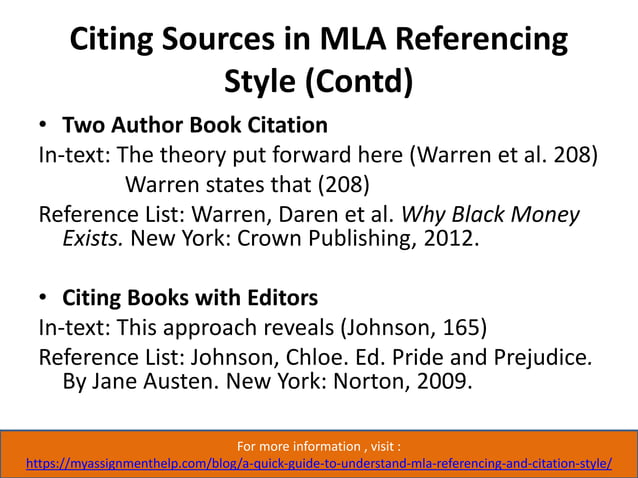 A Quick Guide to Understand MLA Referencing and Citation Style | PPT
