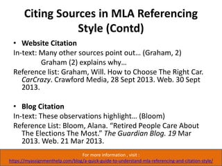 A Quick Guide to Understand MLA Referencing and Citation Style | PPT
