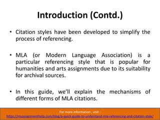 A Quick Guide to Understand MLA Referencing and Citation Style | PPT