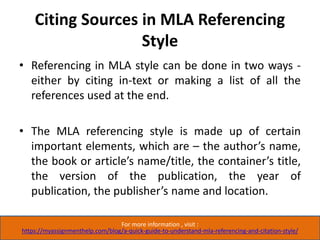A Quick Guide to Understand MLA Referencing and Citation Style | PPT