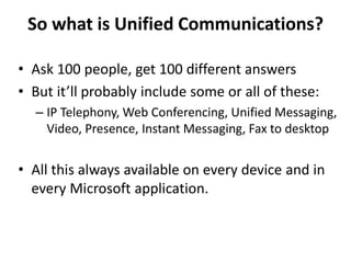 A Quick Intro To Microsoft Uc | PDF | Web Conferencing | Computer Software and Applications