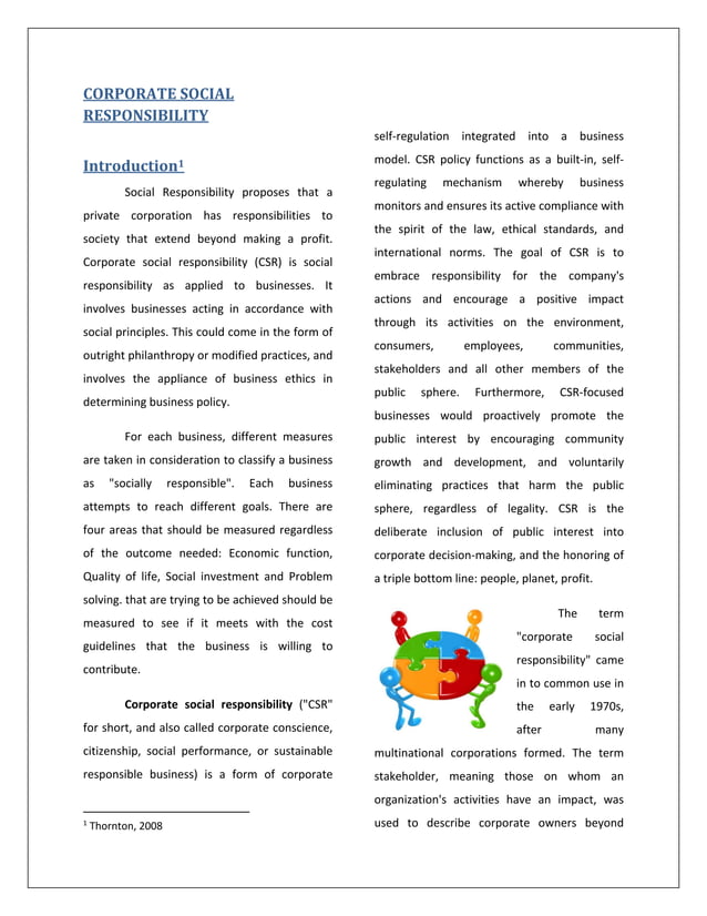 A Quick Look at CSR (with examples) | PDF
