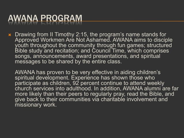 A Quick Look at the AWANA Program | PPT
