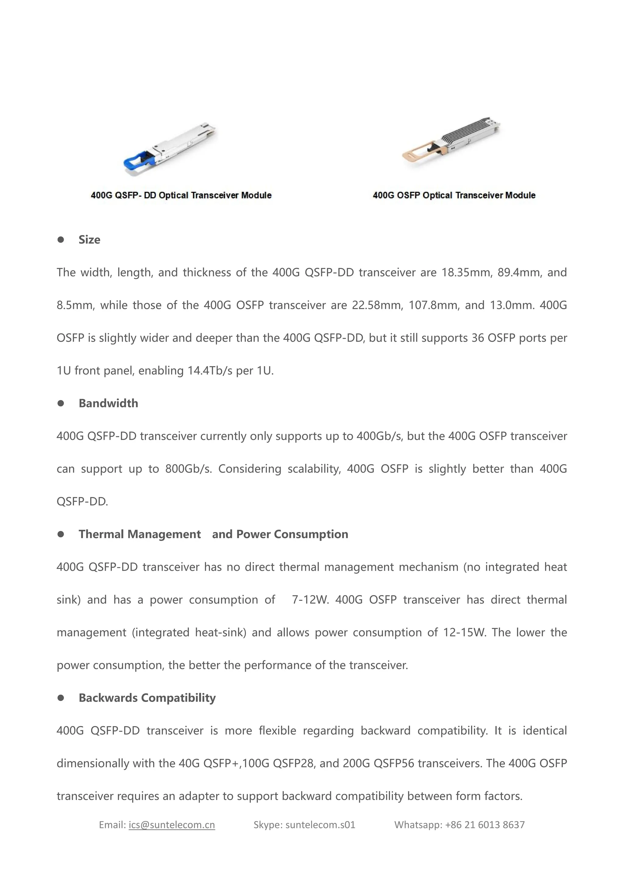 A Quick Look at the Differences 400G QSFP-DD vs. 400G OSFP Optical ...