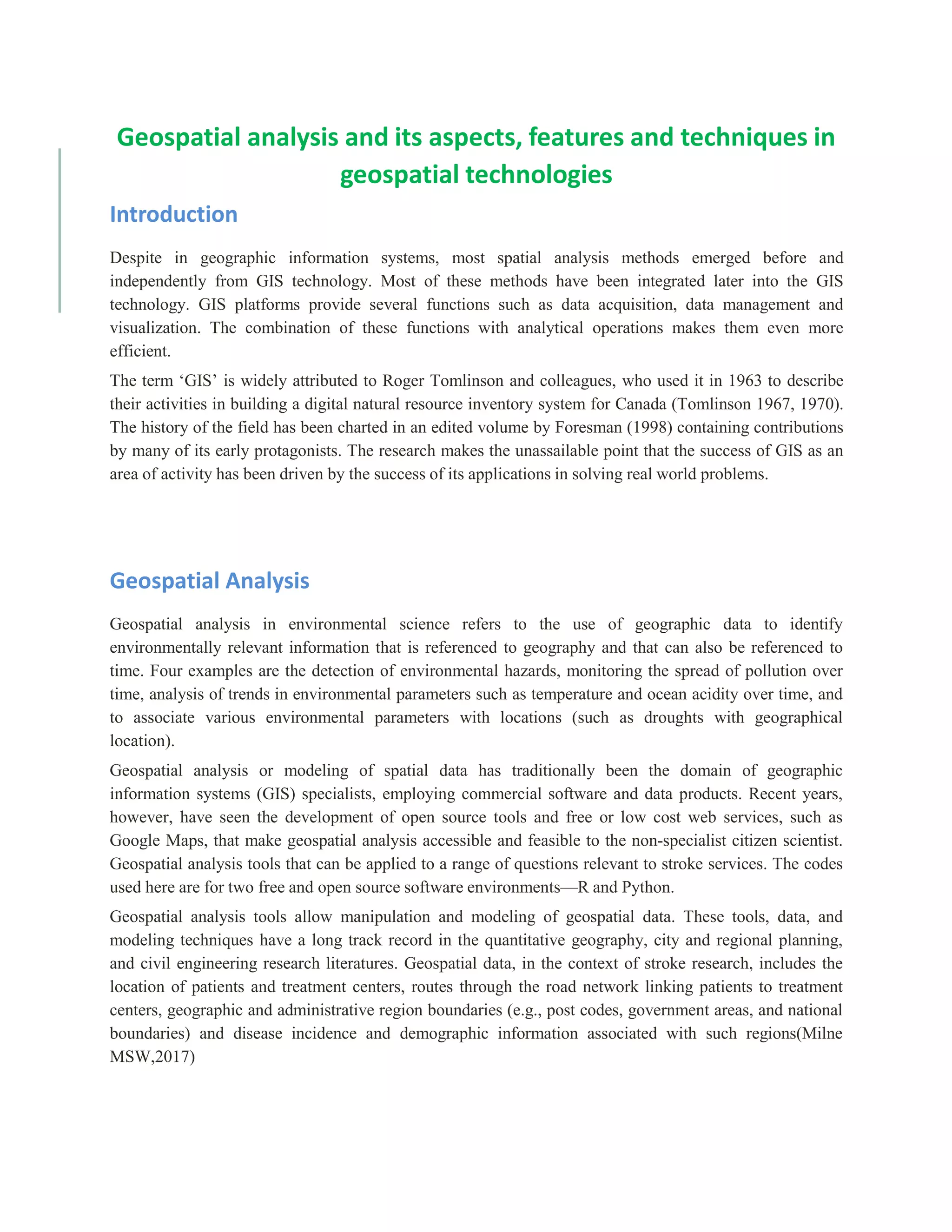 A quick overview of geospatial analysis | PPT | Geography | Science