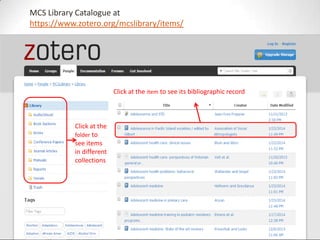 A quick start tutorial of zotero web library | PPTX