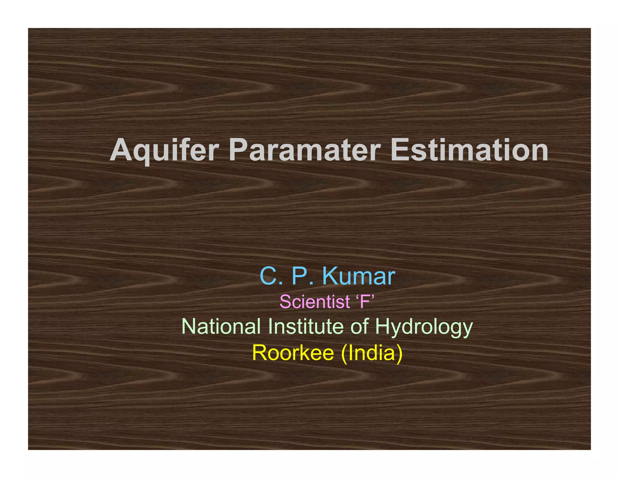 Aquifer Parameter Estimation Pdf