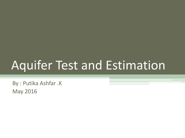 Aquifer test and estimation | PDF