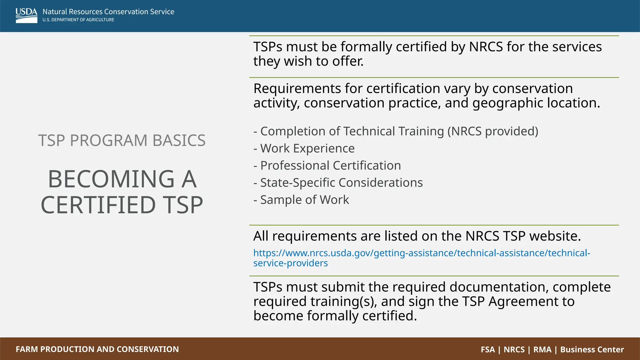 USDA-NRCS Technical Service Provider (TSP) Program: An Overview of ...