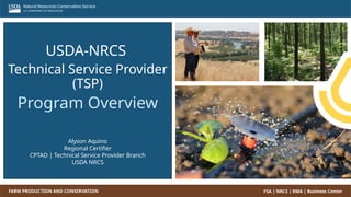 USDA-NRCS Technical Service Provider (TSP) Program: An Overview of ...