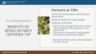 USDA-NRCS Technical Service Provider (TSP) Program: An Overview of ...