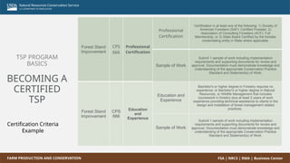 USDA-NRCS Technical Service Provider (TSP) Program: An Overview of ...