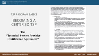 USDA-NRCS Technical Service Provider (TSP) Program: An Overview of ...