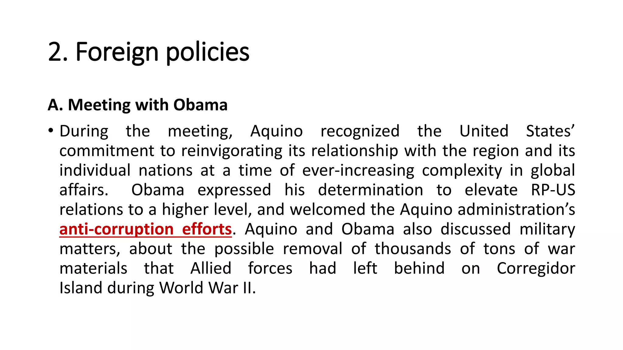 Benigno Simeon Aquino III Administration (Mga Piling Reporma/Batas) | PPTX