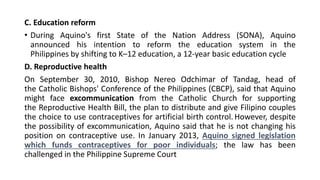 Benigno Simeon Aquino III Administration (Mga Piling Reporma/Batas) | PPTX