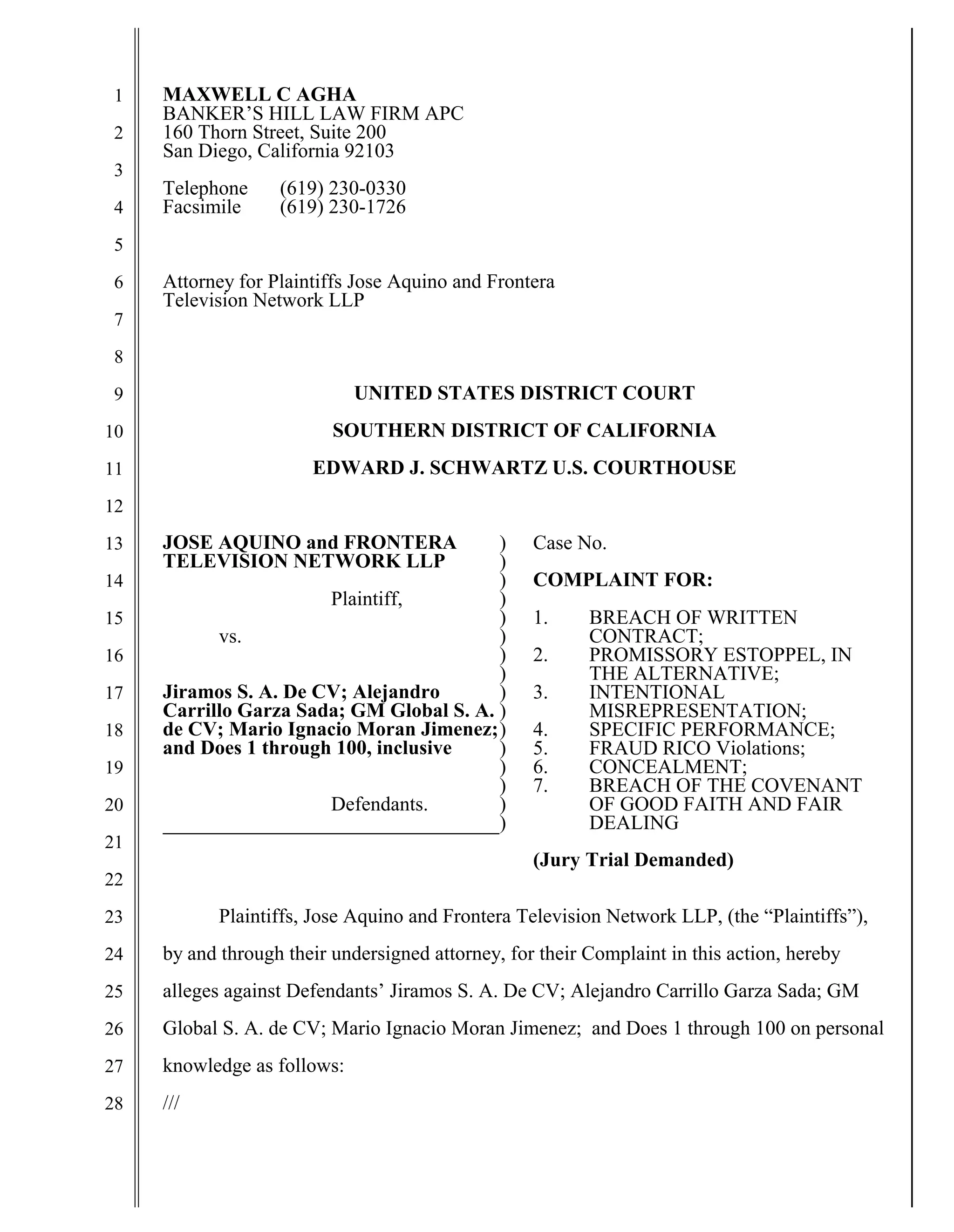 Demanda de Jose Aquino VS EPN | PDF