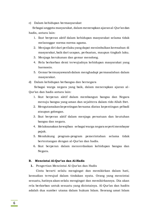 Aquran dan hadis adalah pedoman hidup | DOCX