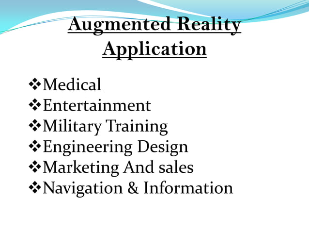 Augmented Reality & Applications | PPTX