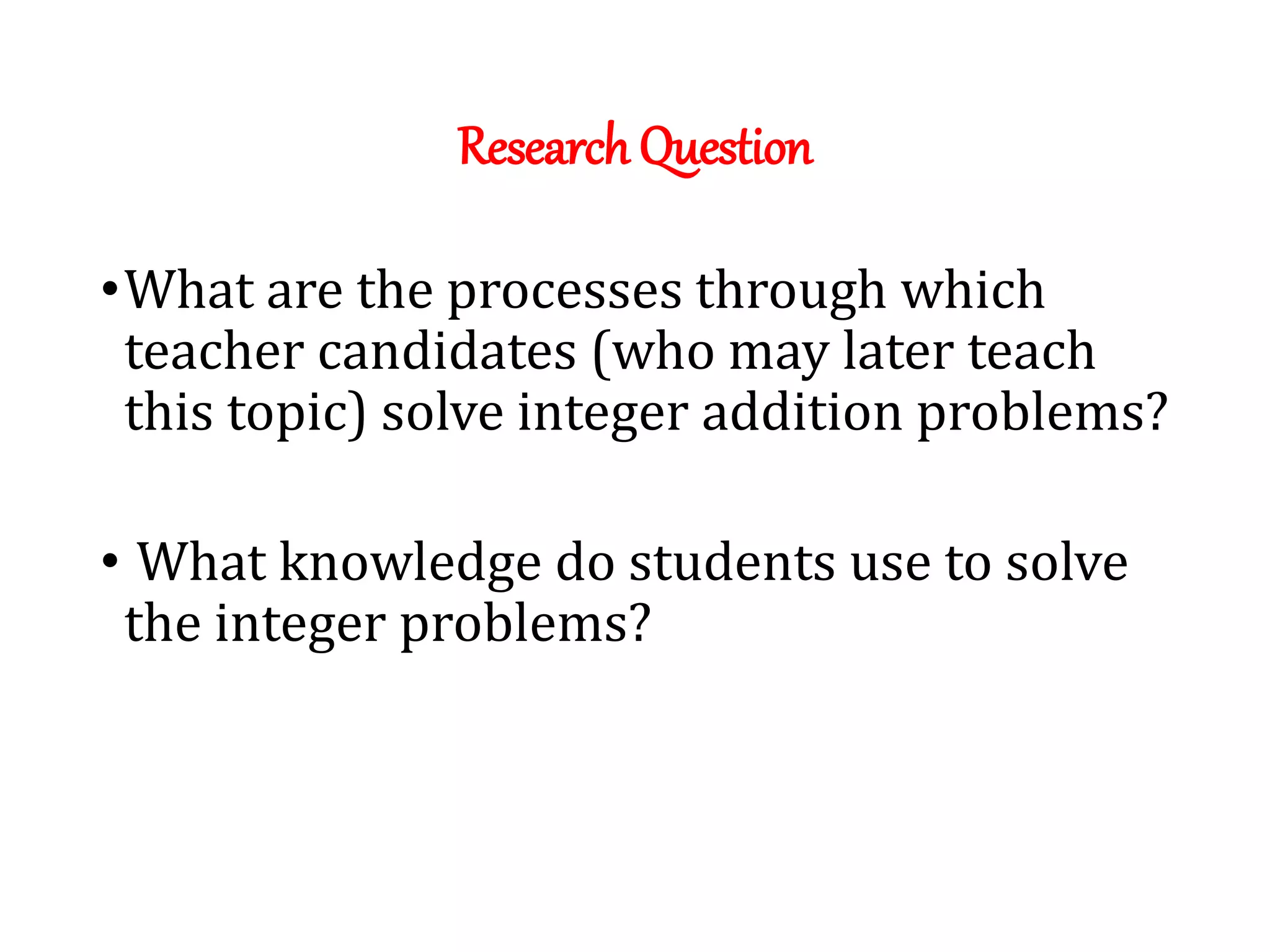 Action Research on Math Integers chapter Grade 7 | PPT