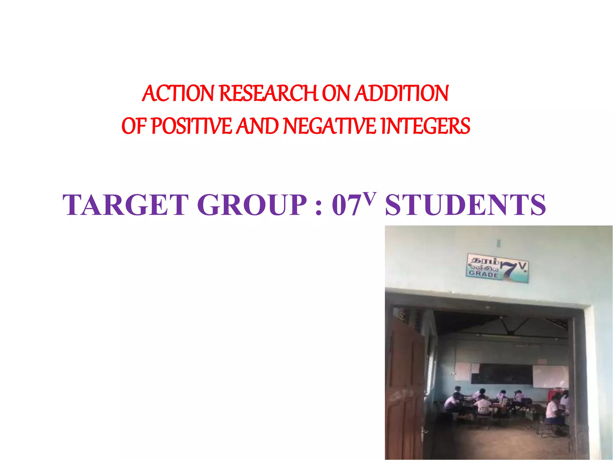 Action Research on Math Integers chapter Grade 7 | PPT