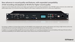 Roland AR-3000SD: Audio Recorder/Player | PDF