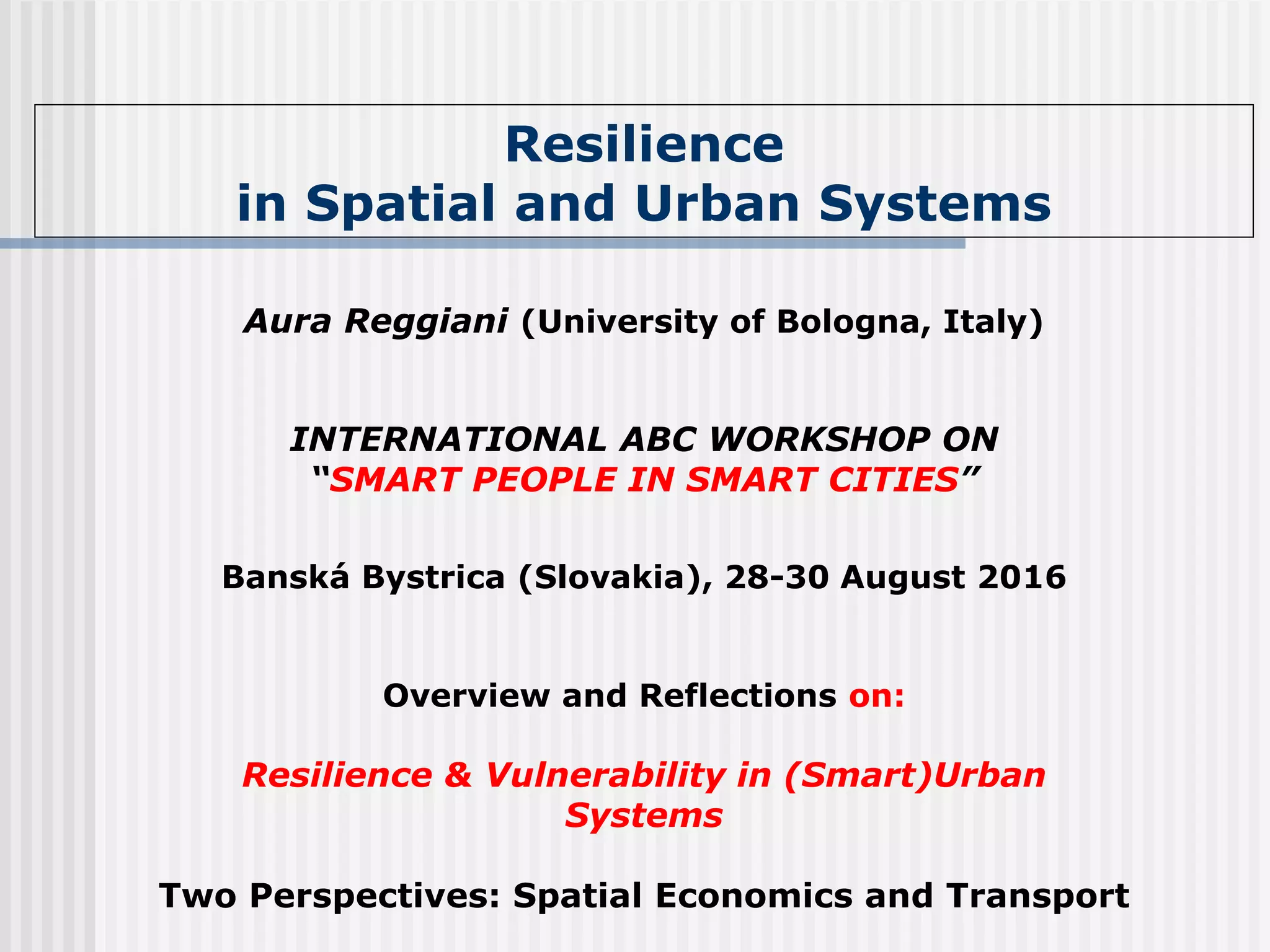 Resilience in Spatial and Urban Systems | PDF