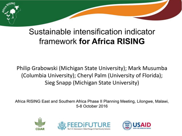 Sustainable intensification indicator framework for Africa RISING | PPT
