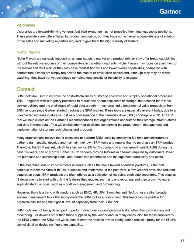 Magic Quadrant for Storage Resource Management and SAN Management ...