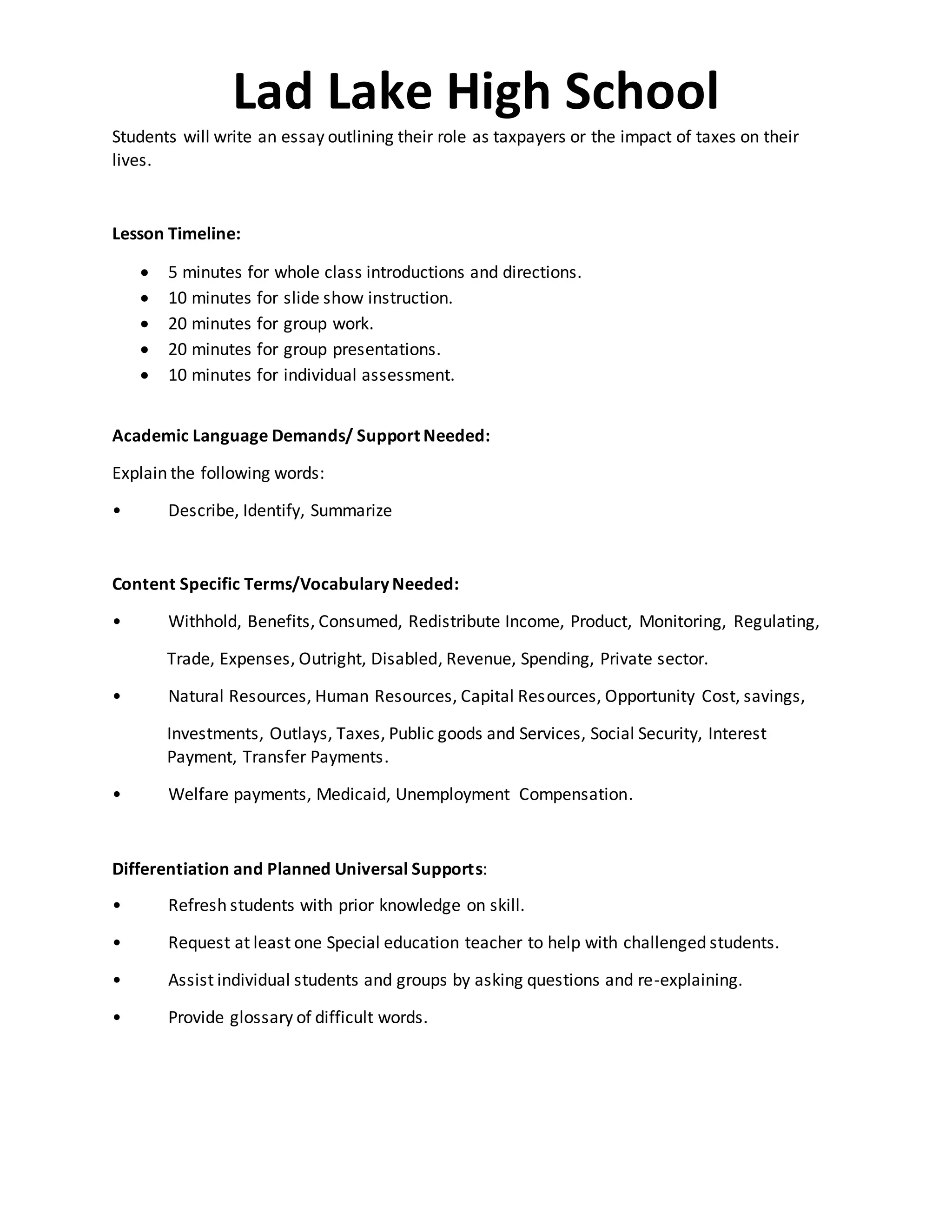 Ar lesson plan-taxes | DOCX