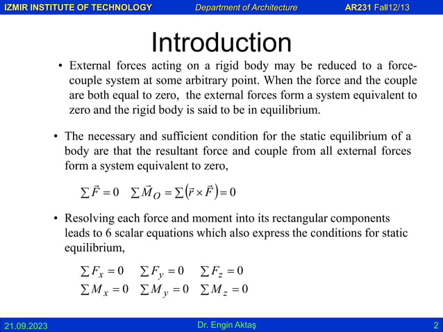 AR231_Chap05_EquilibriumofRigidBodies.ppt | Free Download
