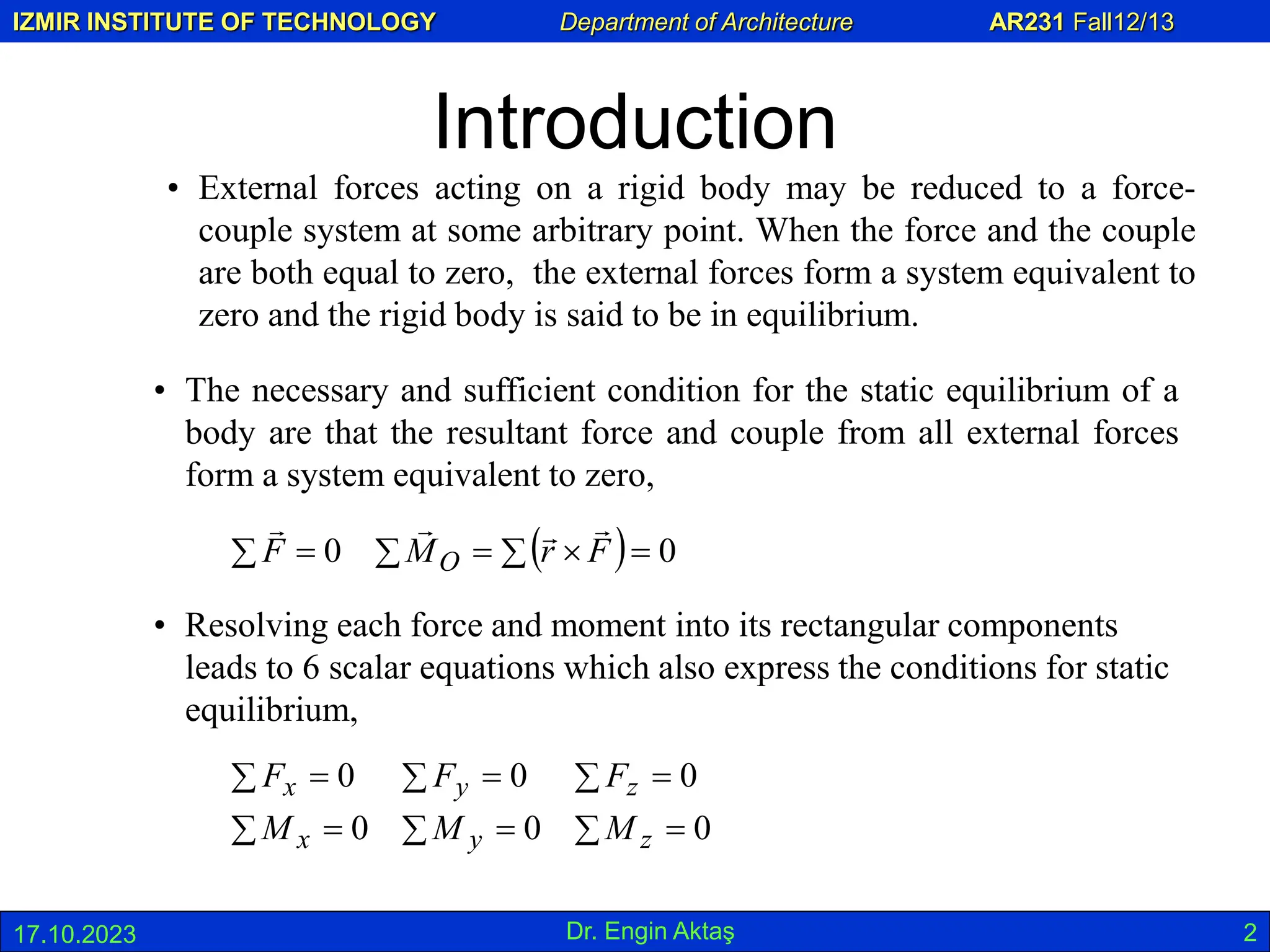 AR231_Chap05_EquilibriumofRigidBodies.ppt