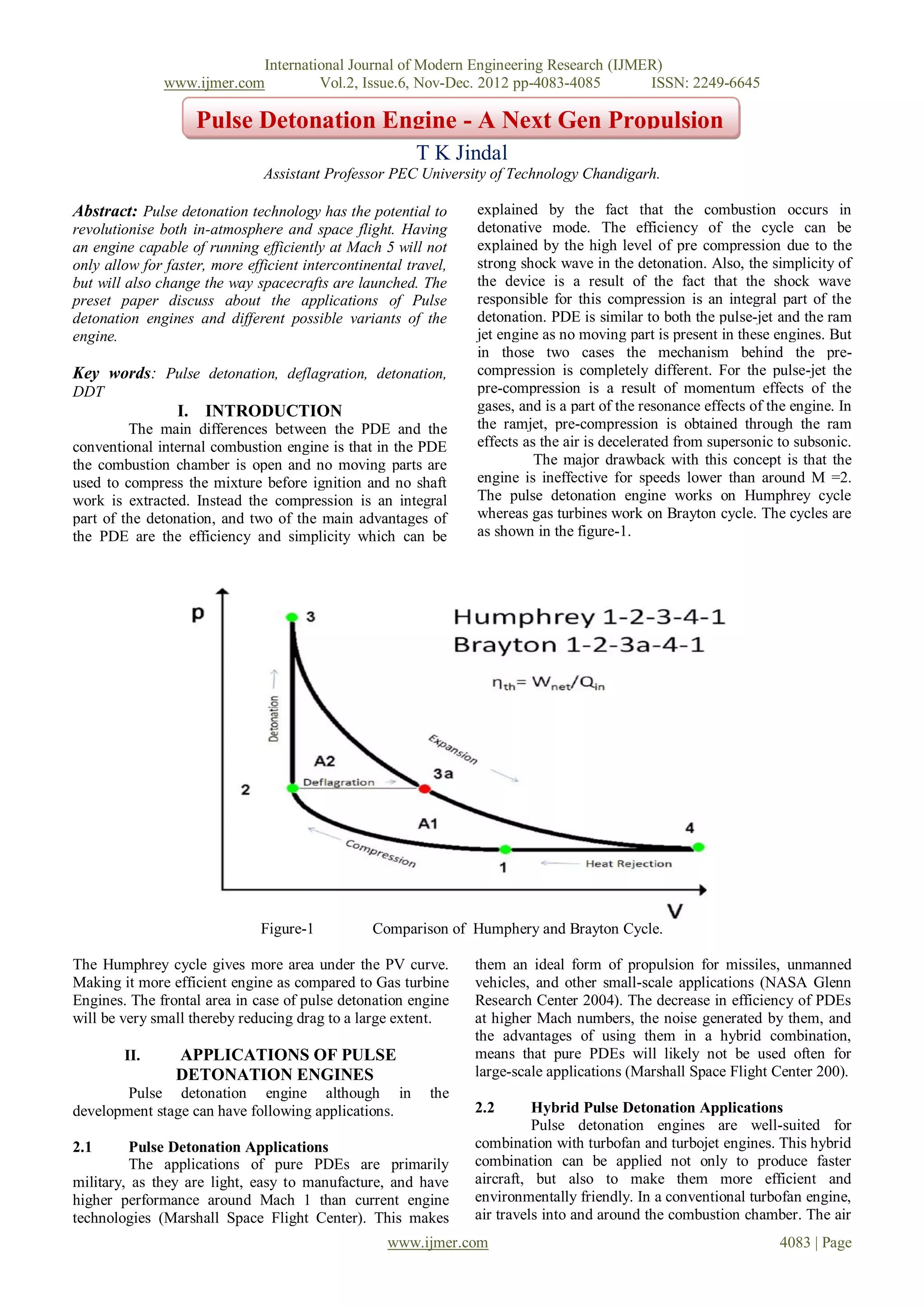 Pulse Detonation Engine - A Next Gen Propulsion | PDF