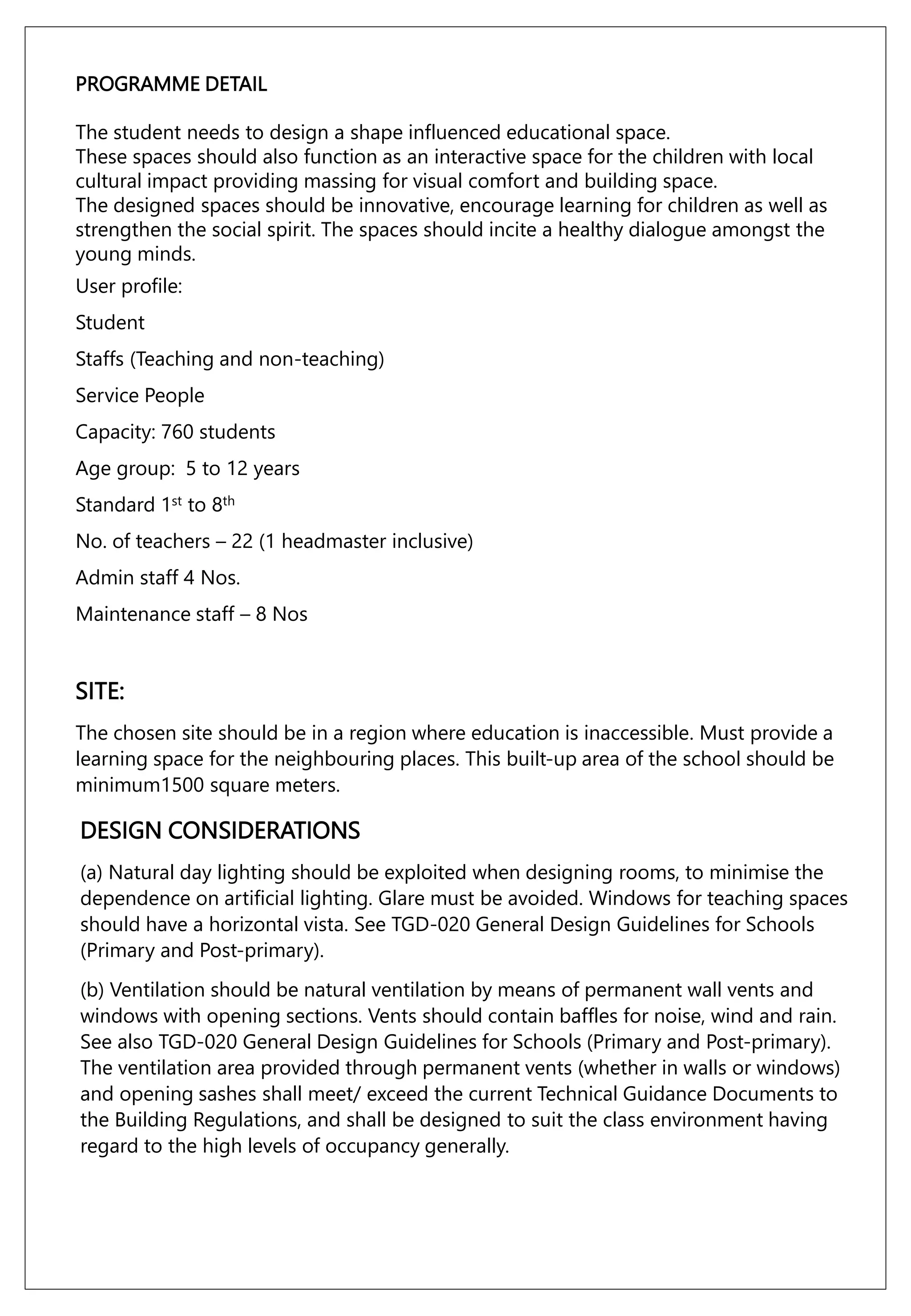 AR3311 ADVANCED SPACE DESIGN STUDIO DESIGN BRIEF- PRIMARY SCHOOL DESIGN ...