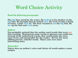 6 Traits - word choice | PPT