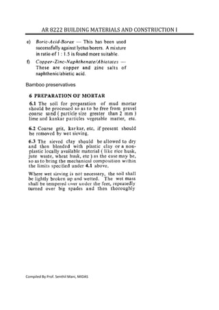 Building Materials and construction I - AR8222 | PDF