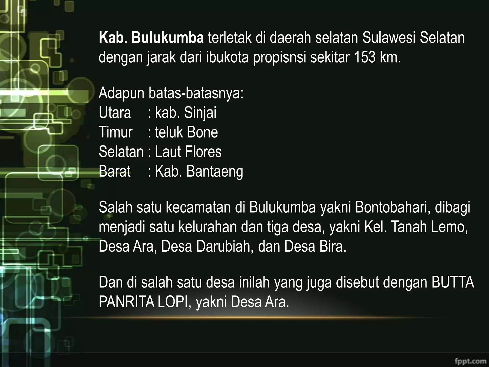 Arsitektur Tradisional Desa Ara, Kabupaten Bulukumba, Sulawesi Selatan | PPTX