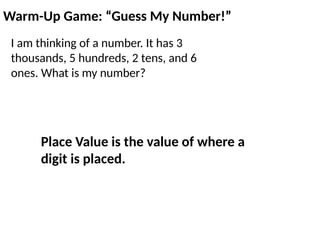 PLACE VALUE Mathematics for grade 2 learners | PPTX