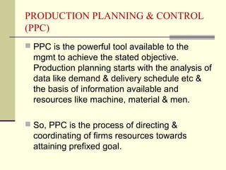 production management, objectives ,PPC and its functions ,types of ...