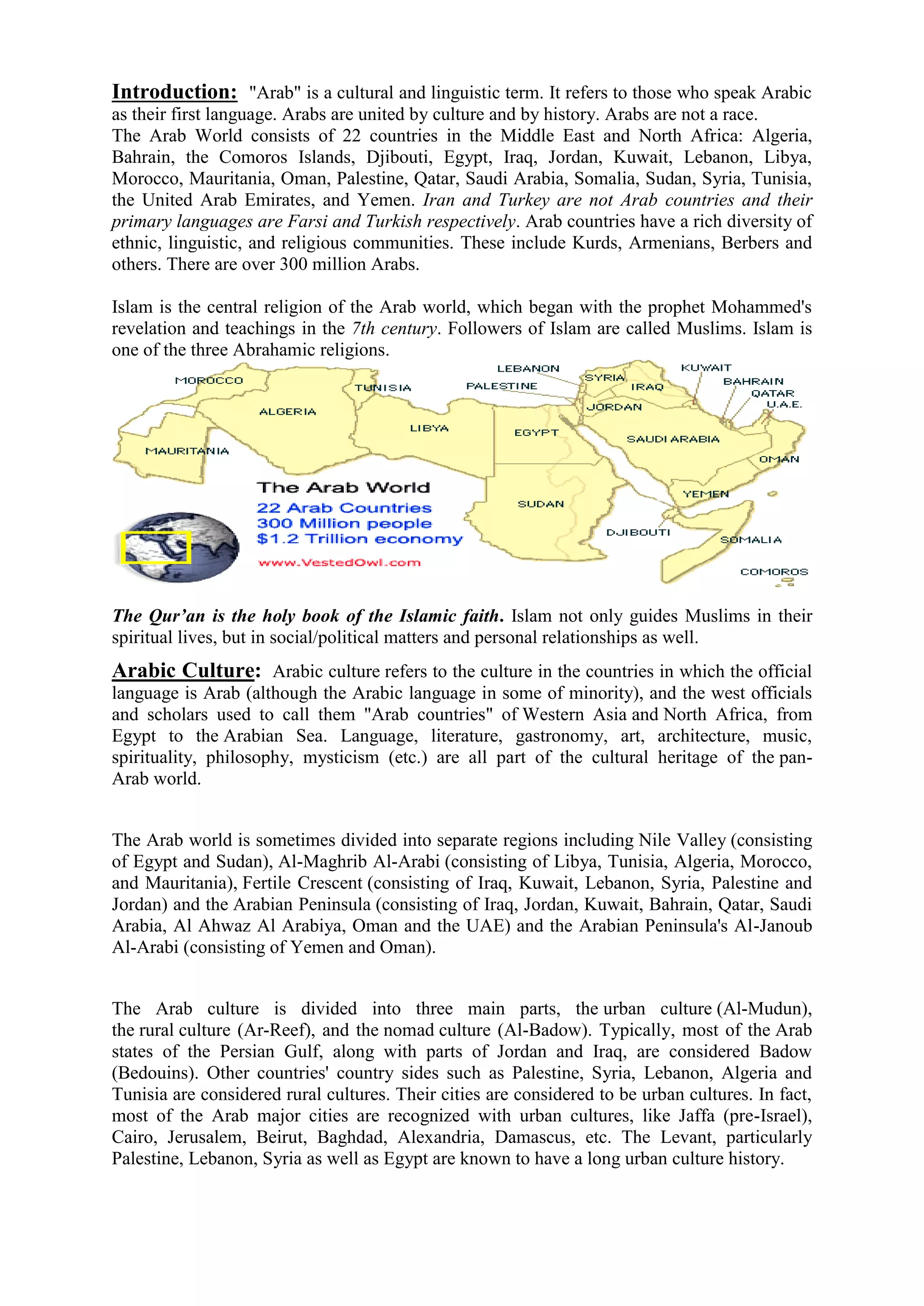 Arab Culture Present & History | PDF